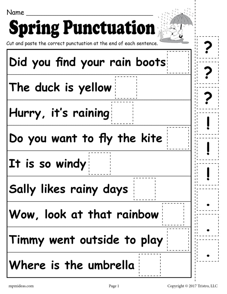 Printable Spring Punctuation Worksheet SupplyMe Printable Spring Punctuation Worksheet SupplyMe