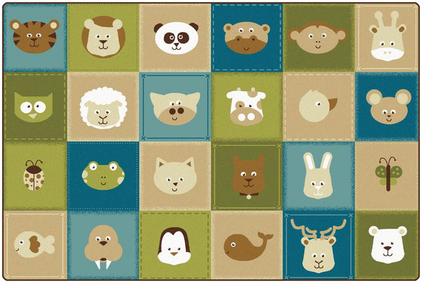 Carpets for Kids KIDSoft™ Animal Patchwork Classroom Rug, 4' x 6 ...
